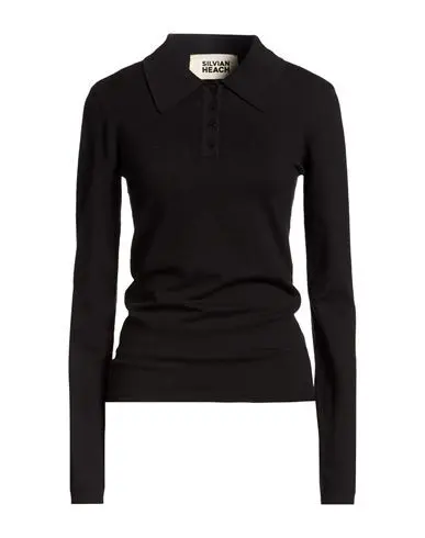 SILVIAN HEACH Long Sleeve Knit Polo - Black