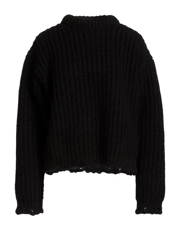 Blumarine Cable-knit Wool & Cashmere Mock Neck Sweater - Black