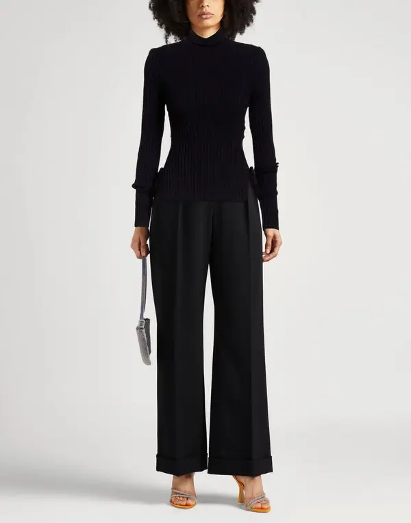 Blumarine Ribbed Knit Turtleneck With Side Slits