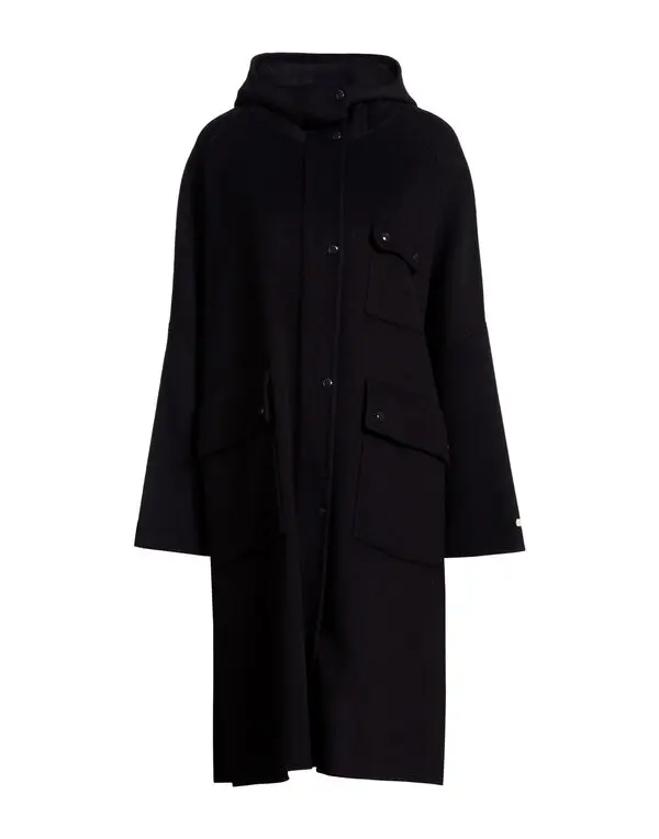 PALTO' Midnight Wool And Nylon Single-breasted Coat