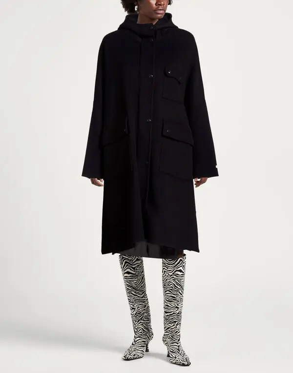 PALTO' Midnight Wool And Nylon Single-breasted Coat