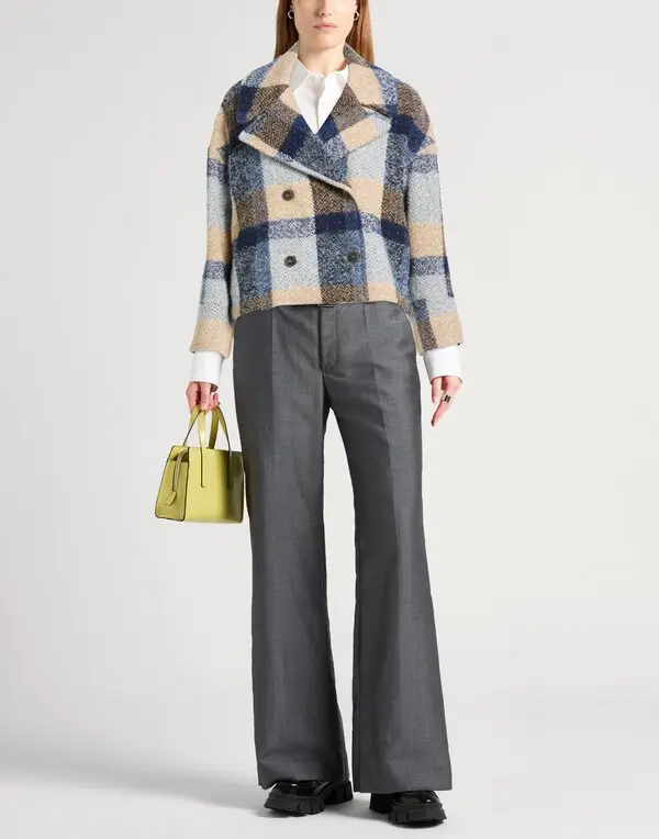 Momoni Double-breasted Checked Coat In Virgin Wool, Alpaca Wool, Mohair Wool, And Polyamide
