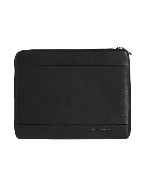 PIQUADRO Handheld Document Case In Pebbled Leather - Black
