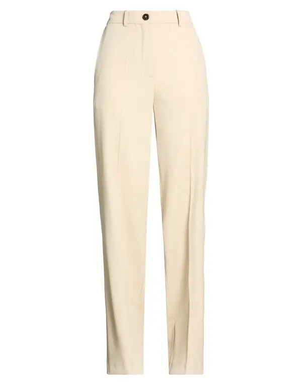 ALYSI Virgin Wool Straight Leg Pants - Beige