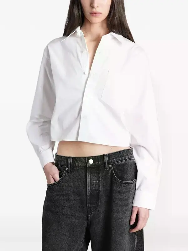 Alexander Wang Cropped Logo-embroidered Shirt
