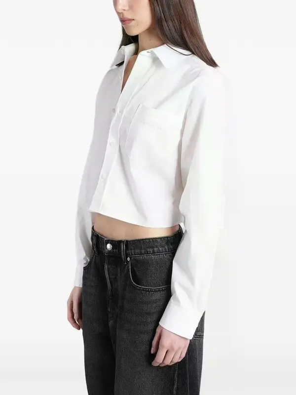 Alexander Wang Cropped Logo-embroidered Shirt