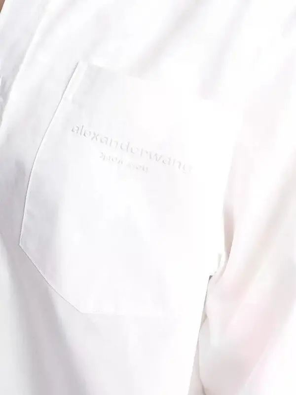 Alexander Wang Cropped Logo-embroidered Shirt