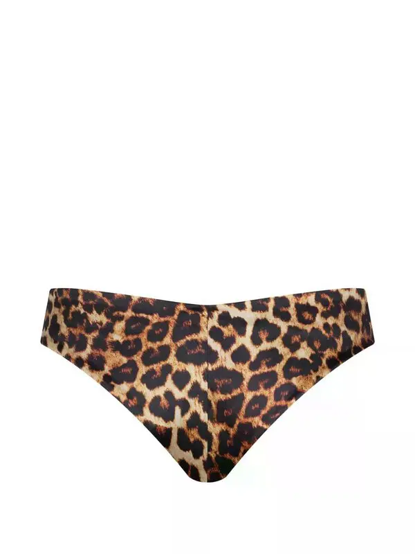 MAISON CLOSE Leopard Print Ring Detail Bikini Bottoms - Brown