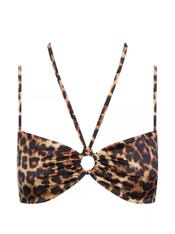 MAISON CLOSE Leopard Print Ring Detail Bikini - Brown