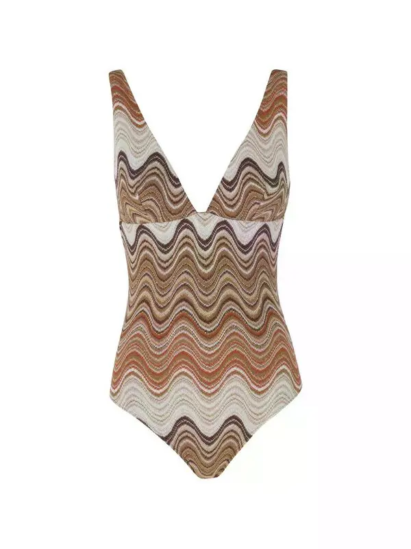 MC2 SAINT BARTH Mavi Rachel Chevron Swimsuit - Brown