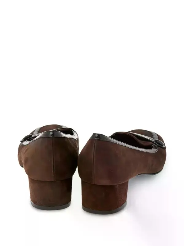 FERRAGAMO Suede Block Heel Pumps