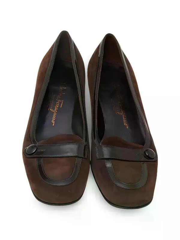 FERRAGAMO Suede Block Heel Pumps