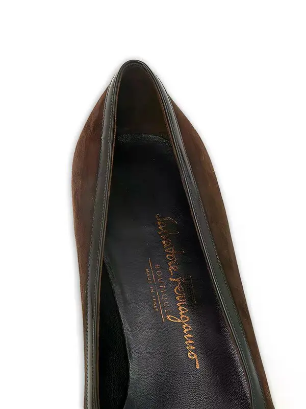 FERRAGAMO Suede Block Heel Pumps