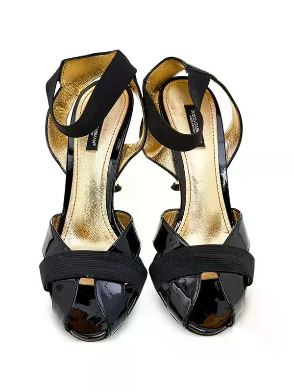Dolce & Gabbana Patent Leather Ankle Strap Heeled Sandals