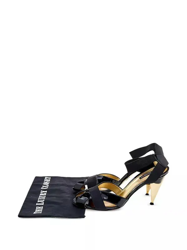 Dolce & Gabbana Patent Leather Ankle Strap Heeled Sandals