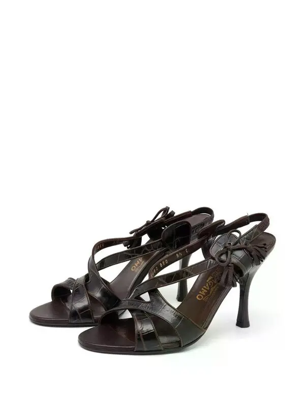 FERRAGAMO Croc-embossed Heeled Sandals