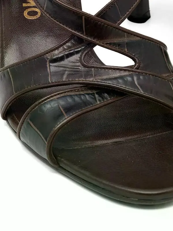 FERRAGAMO Croc-embossed Heeled Sandals