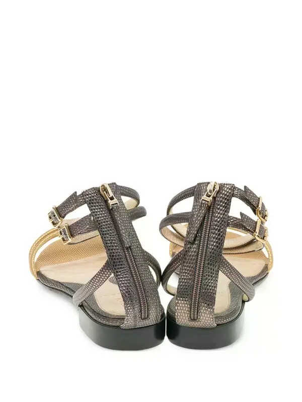Fendi Lizard-embossed Ankle Strap Sandals