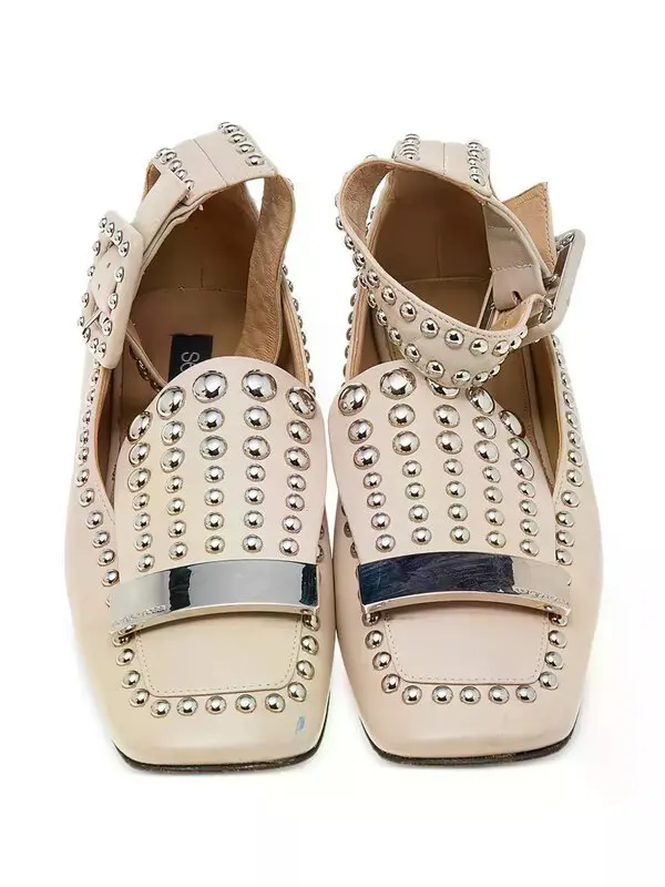 SERGIO ROSSI Studded Ankle Cuff Ballet Flats