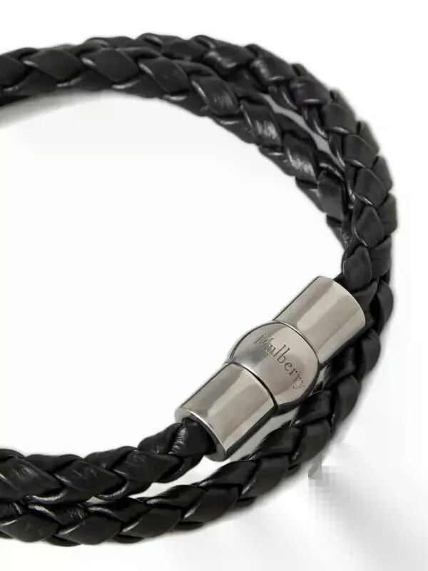 Mulberry Iris Double Woven Leather Bracelet - Black