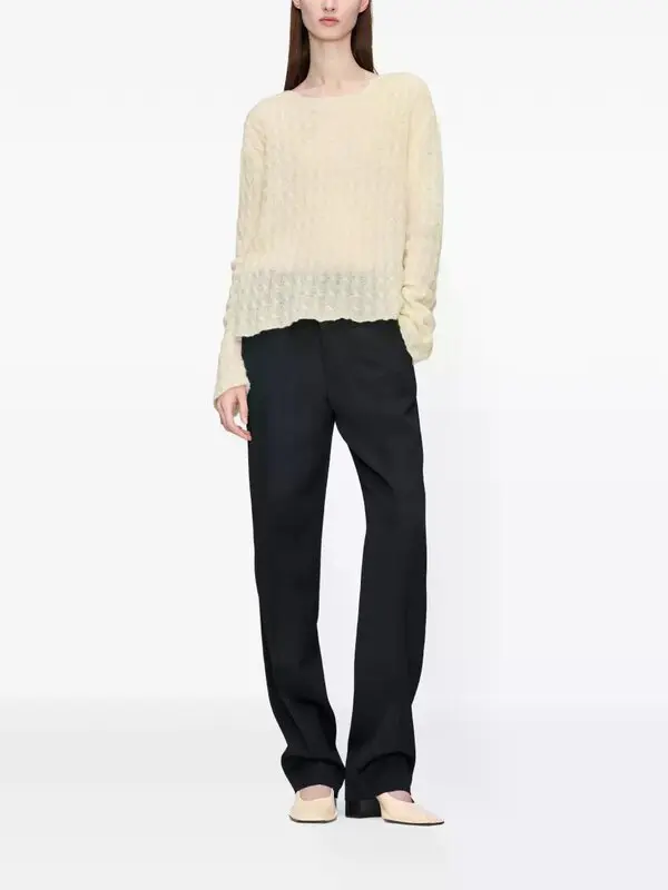 MAISON MARGIELA Cream Cable Knit Crew Neck Cardigan