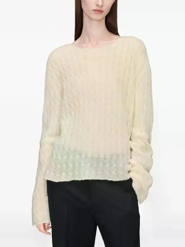 MAISON MARGIELA Cream Cable Knit Crew Neck Cardigan
