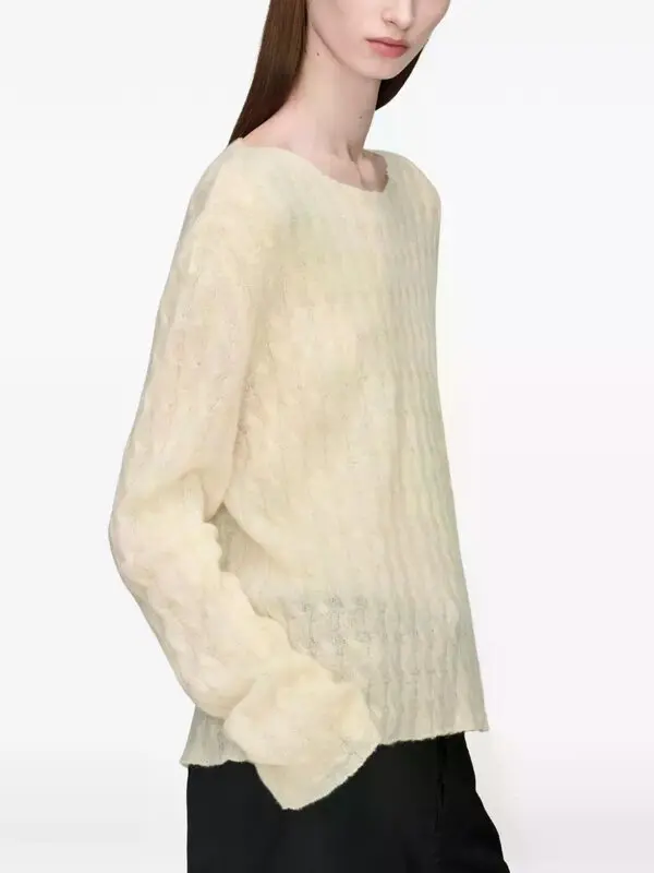 MAISON MARGIELA Cream Cable Knit Crew Neck Cardigan