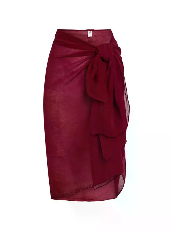 AWAY THAT DAY Santorini Knot-detail Crinkled Midi Sarong - Red