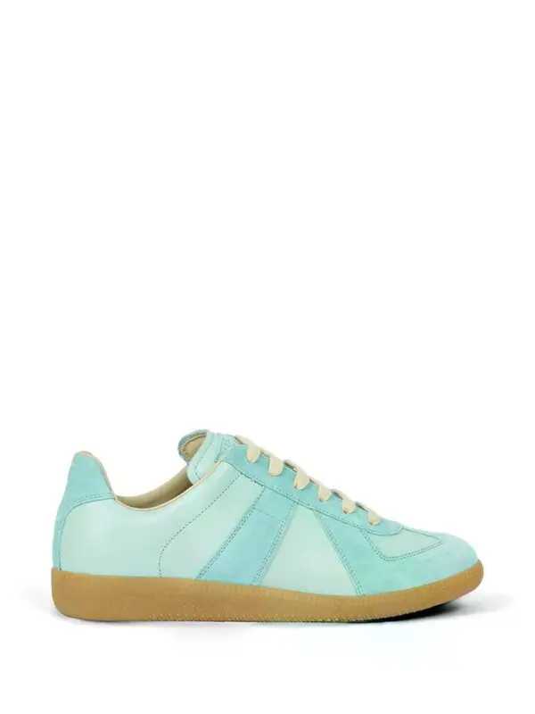 MAISON MARGIELA Replica Aqua Nappa Leather And Suede Sneakers - Blue