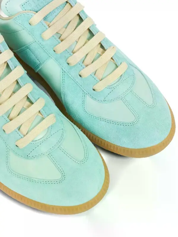 MAISON MARGIELA Replica Aqua Nappa Leather And Suede Sneakers - Blue