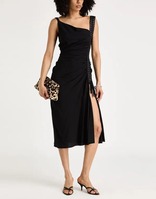 Dolce & Gabbana Draped Neckline Sleeveless Midi Dress