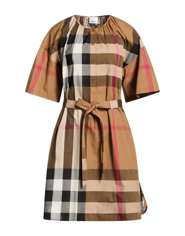 Burberry Midi Shirt Dress With Signature Print