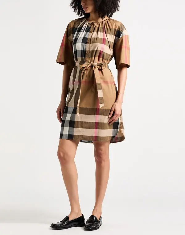 Burberry Midi Shirt Dress With Signature Print