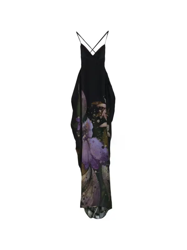 YANGKEHAN Floral-print Silk Maxi Dress