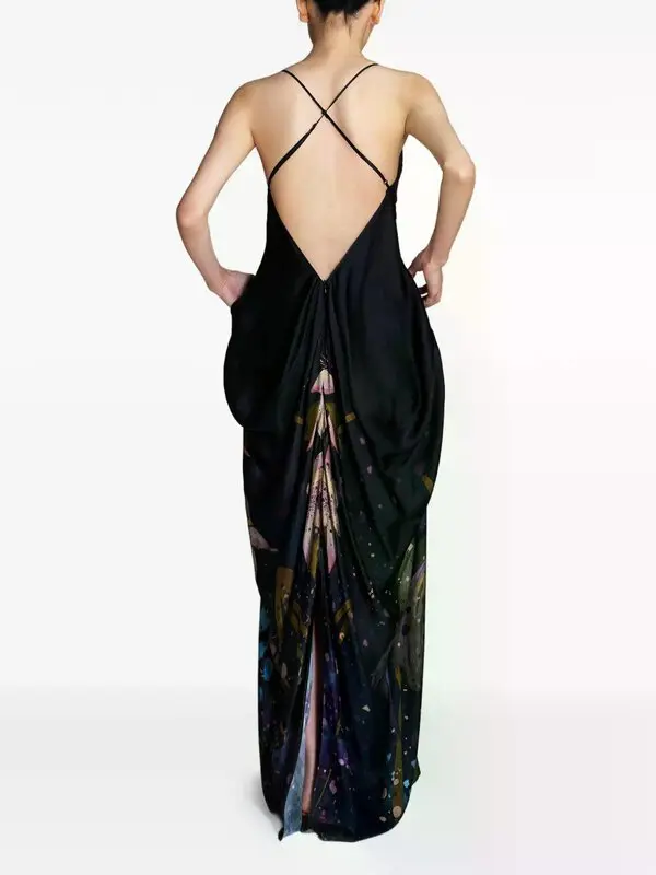 YANGKEHAN Floral-print Silk Maxi Dress