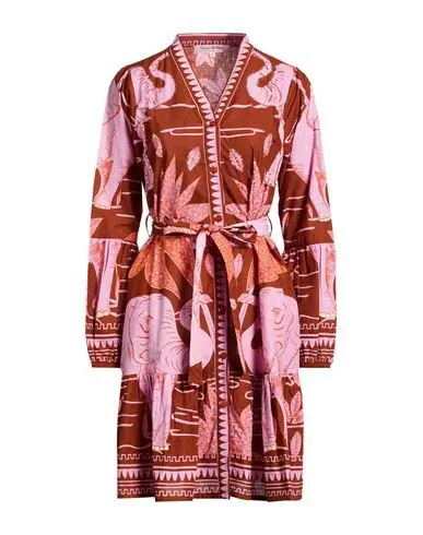 CONNOR & BLAKE Cotton Poplin Mini Shirt Dress With Multicolor Sequins - Red