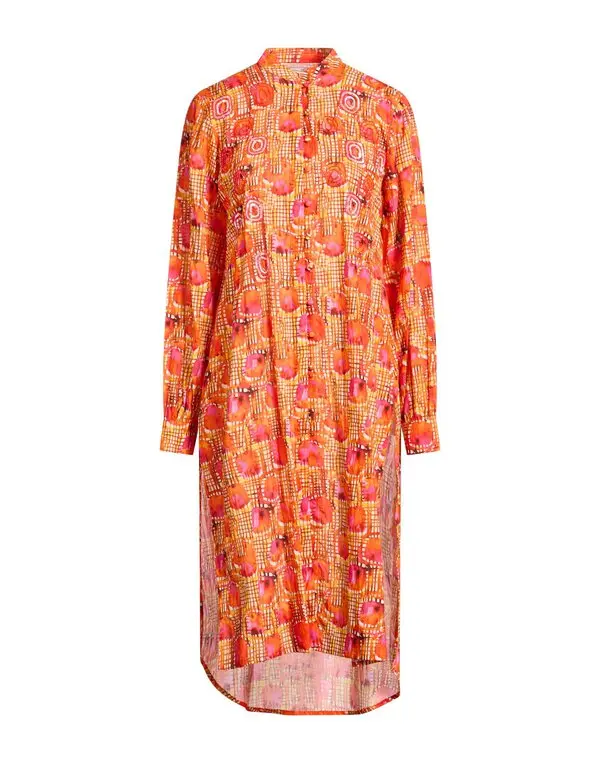 CONNOR & BLAKE Multicolor Beaded Mandarin Collar Long Sleeve Shirt Dress