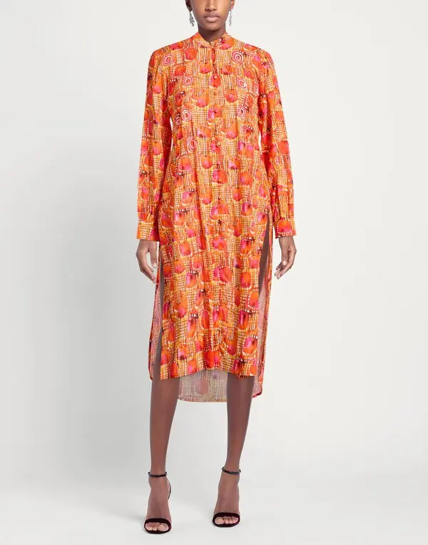 CONNOR & BLAKE Multicolor Beaded Mandarin Collar Long Sleeve Shirt Dress