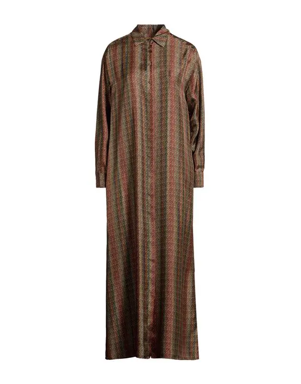 Momoni Silk Herringbone Shirt Dress