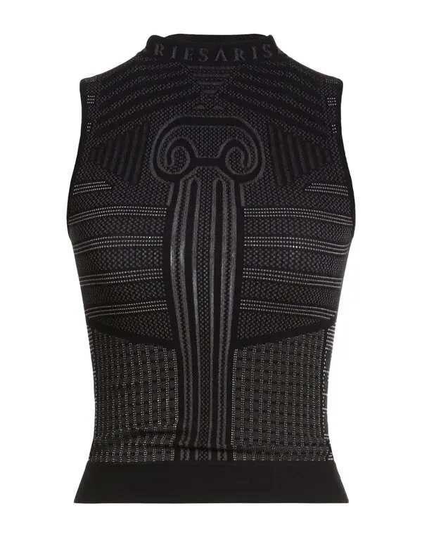 Aries Sleeveless Mock Neck Two-tone Knit Top