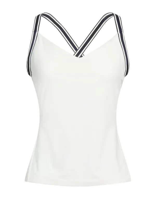 Tory Burch Sleeveless V-neck Top With Piped Trims