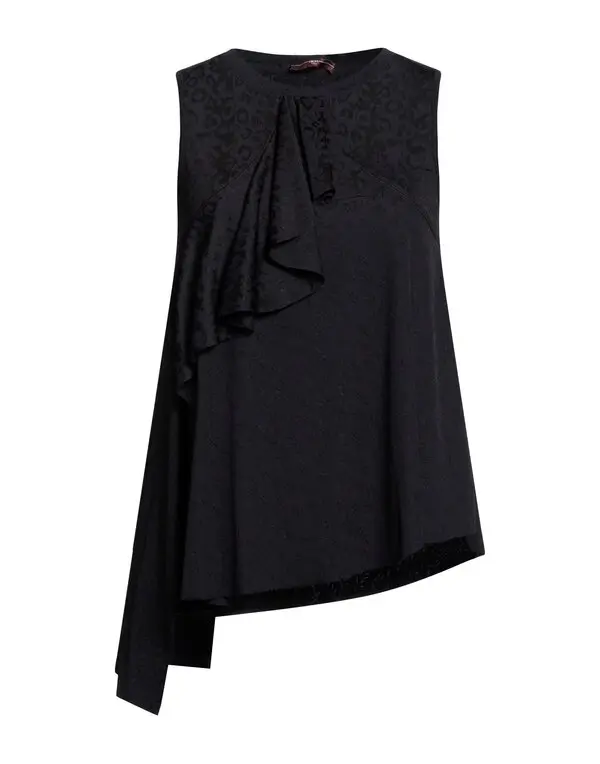 High Sleeveless Crewneck Asymmetrical Top