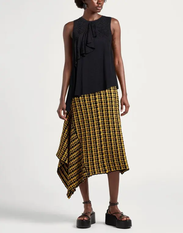 High Sleeveless Crewneck Asymmetrical Top