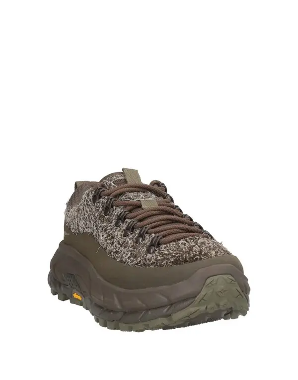 HOKA® Dark Leather And Synthetic Material Sneakers