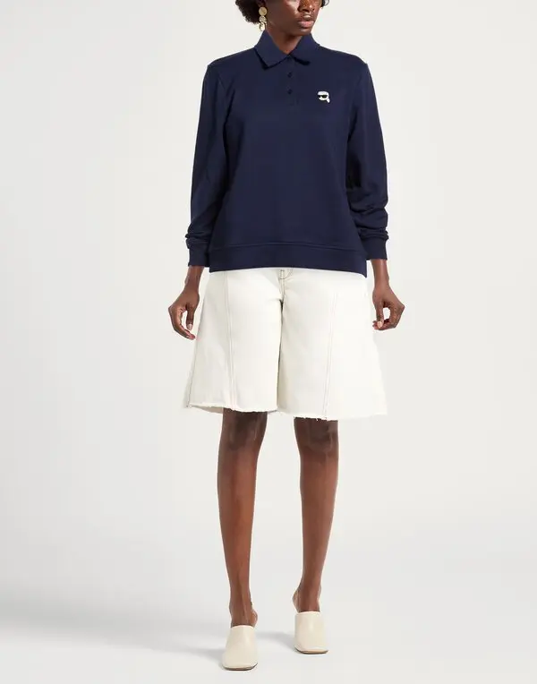 Karl Lagerfeld Organic Cotton Sweatshirt With Embroidered Logo - Navy