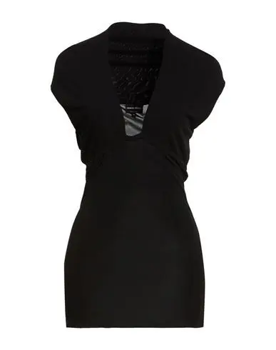 Giorgio Armani Crepe Deep Neck Short Sleeve Top - Black