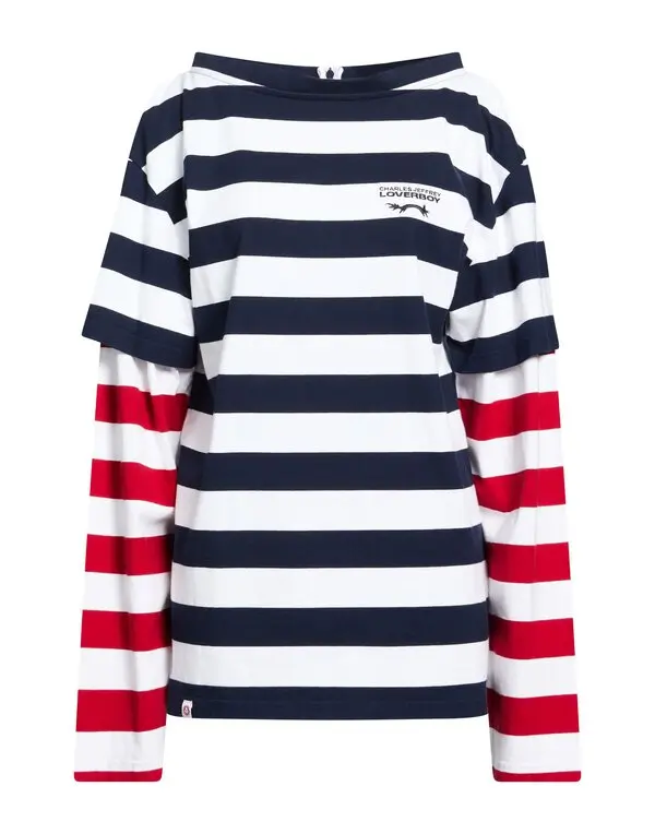 CHARLES JEFFREY Striped Long Sleeve T-shirt - White