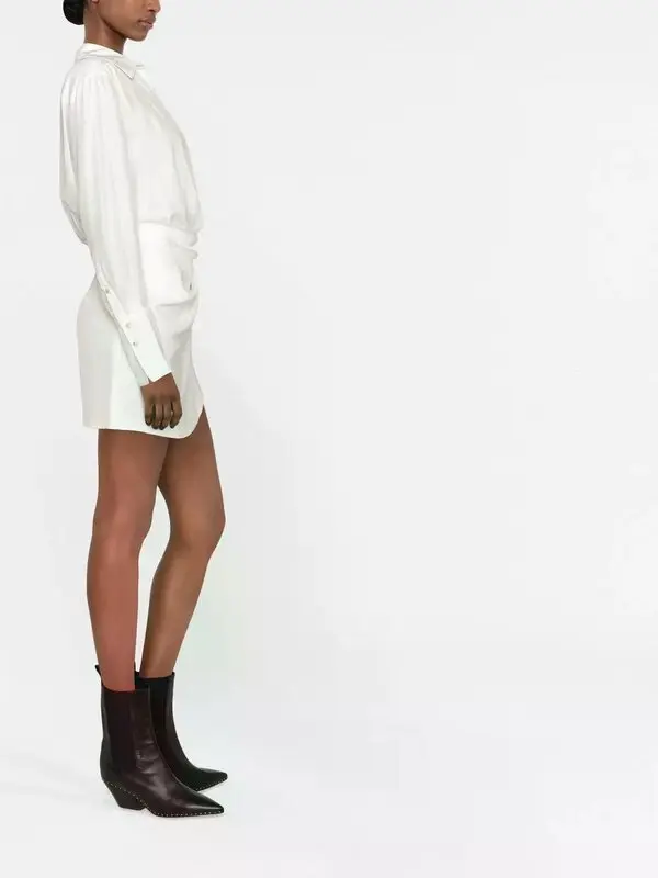 Gauge81 Silk Open-neck Shirt Dress - White