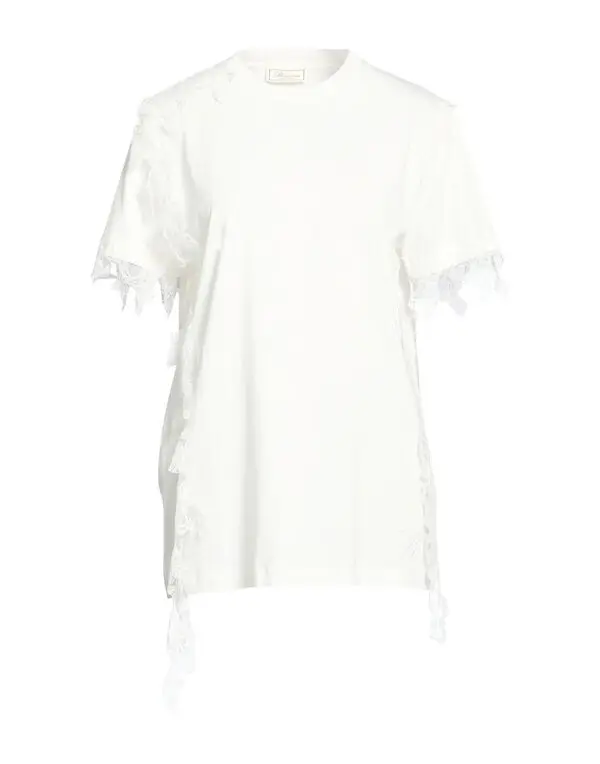 Blumarine Cotton T-shirt With Lace Trim - White