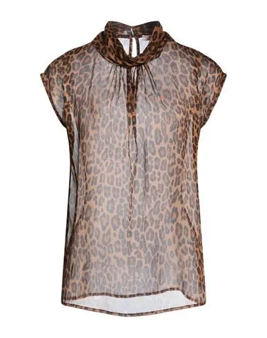 OLTRE Leopard-print Georgette Turtleneck Top